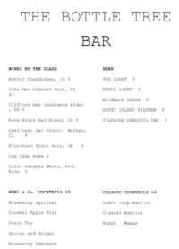 Our Menu – The Bottle Tree
